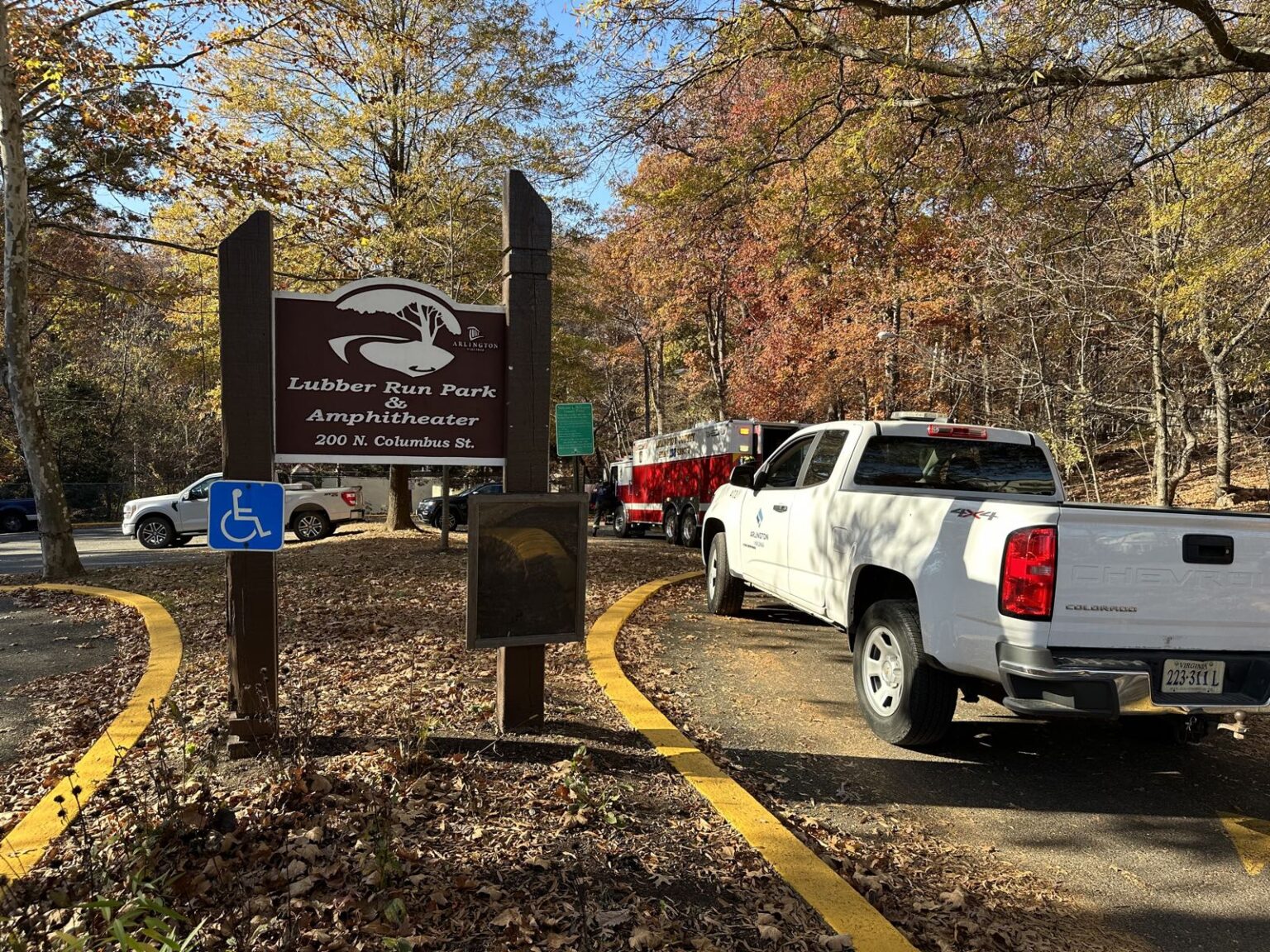 NEW: County truck drives off bridge in local park | ARLnow.com